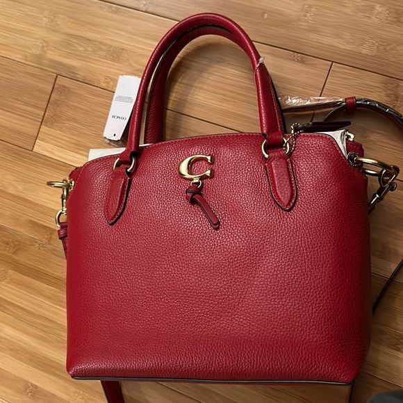 Coach | Bags | Coach Pebbled Red Remi Satchel | Poshmark